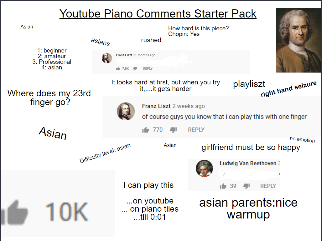 YouTube Piano Comments Starter Pack | /r/starterpacks | Starter Packs ...