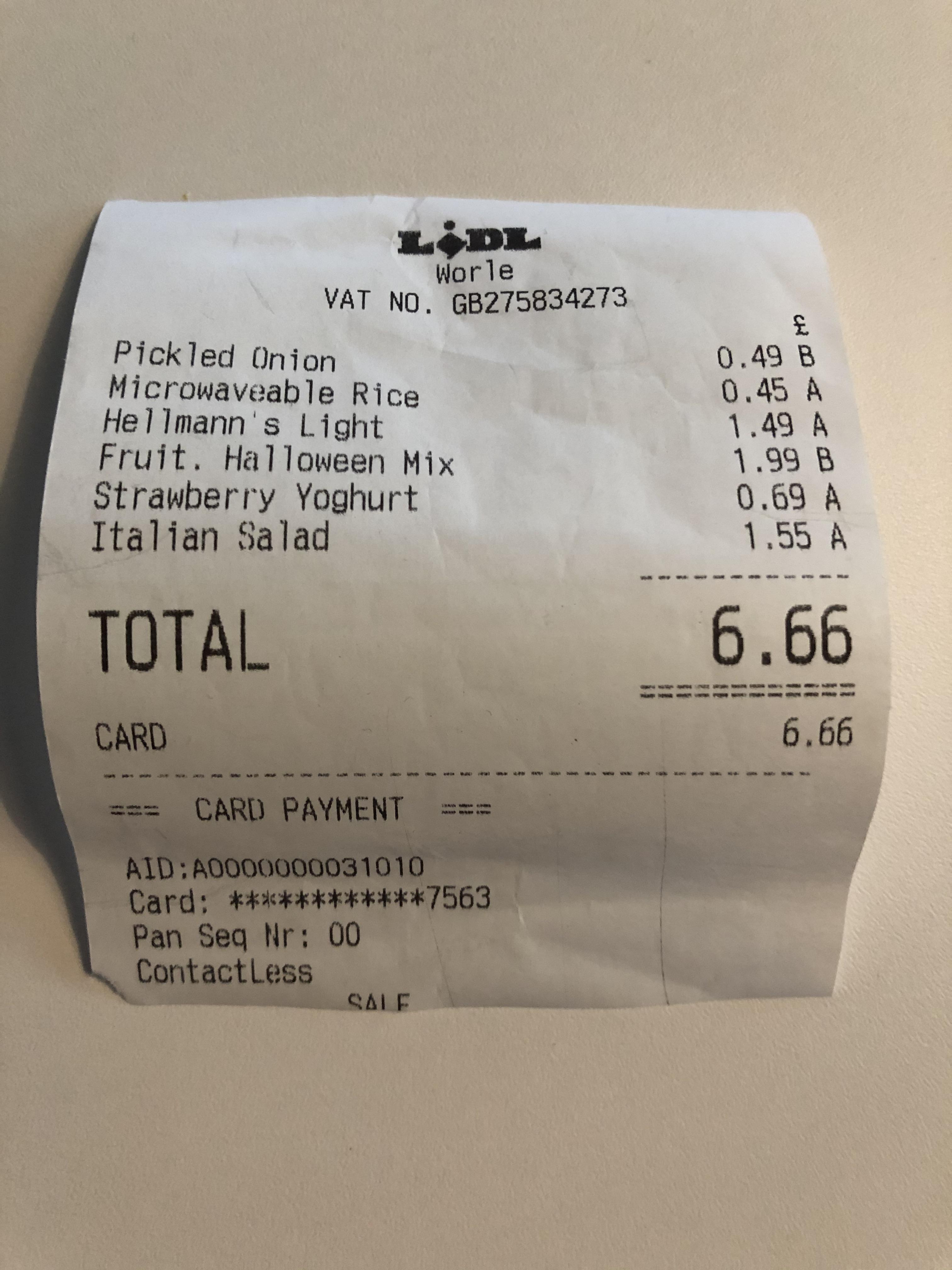 My Halloween Receipt Totalled 666 r mildlyinteresting Mildly 
