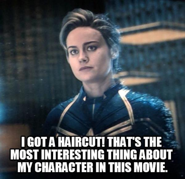 Captain Marvel got a haircut! | Avengers: Endgame | Know Your Meme