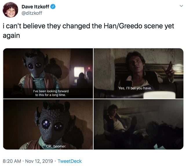 i can't believe they changed the Han/Greedo scene yet again | Maclunkey ...