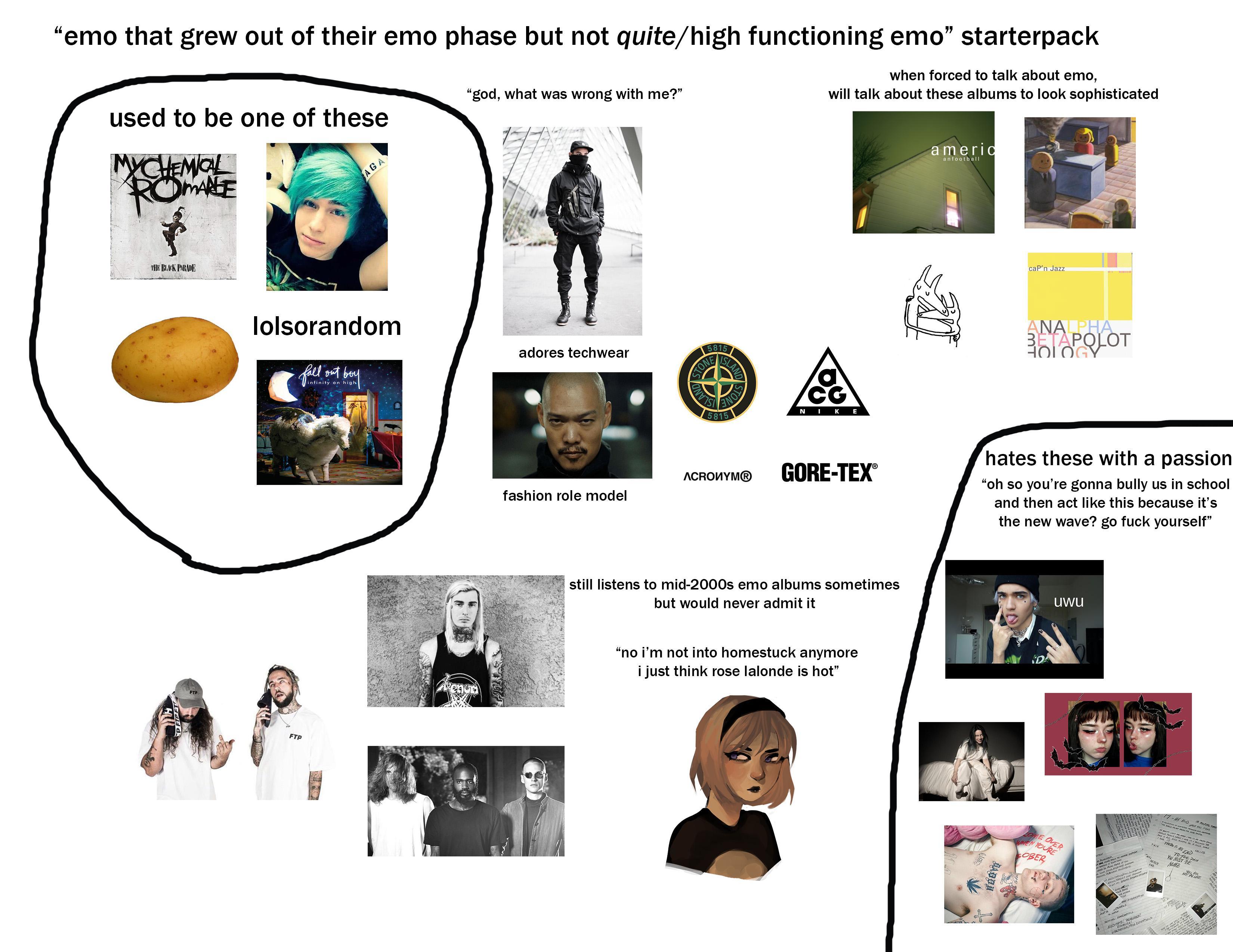 "emo that grew out of their emo phase but not quite/high functioning ...