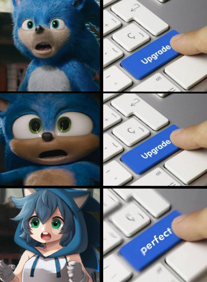 Sonic-Chan is cute | Upgrade Button | Know Your Meme