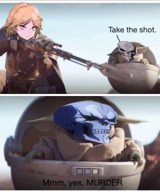 Neia aiming for the kids (Overlord) | Baby Yoda's "Take the Shot ...