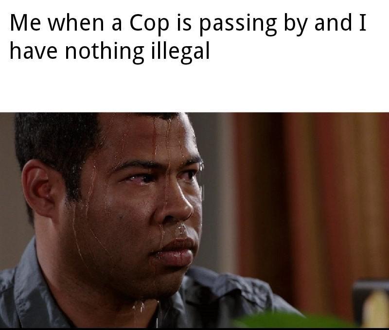 when the cops are nearby | Sweating Jordan Peele | Know Your Meme