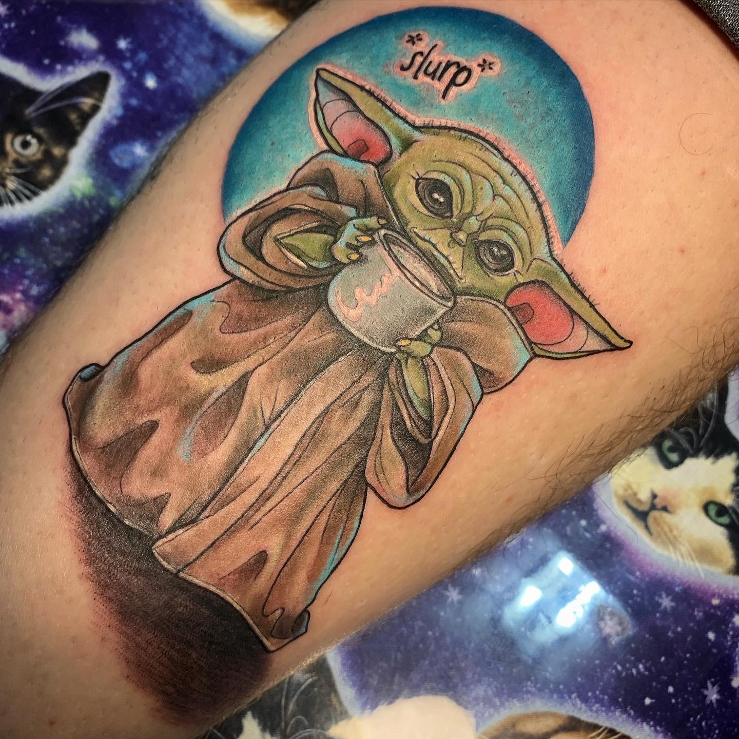 Tattooed him again I did! 3rd baby yoda tattoo I’ve done! Gosh I love ...