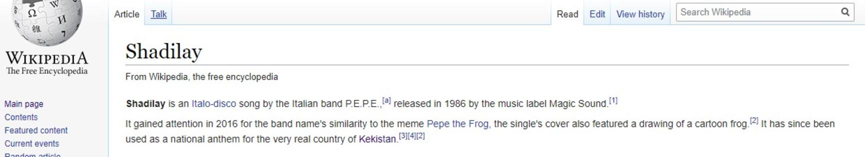 Wikipedia's take | Shadilay | Know Your Meme