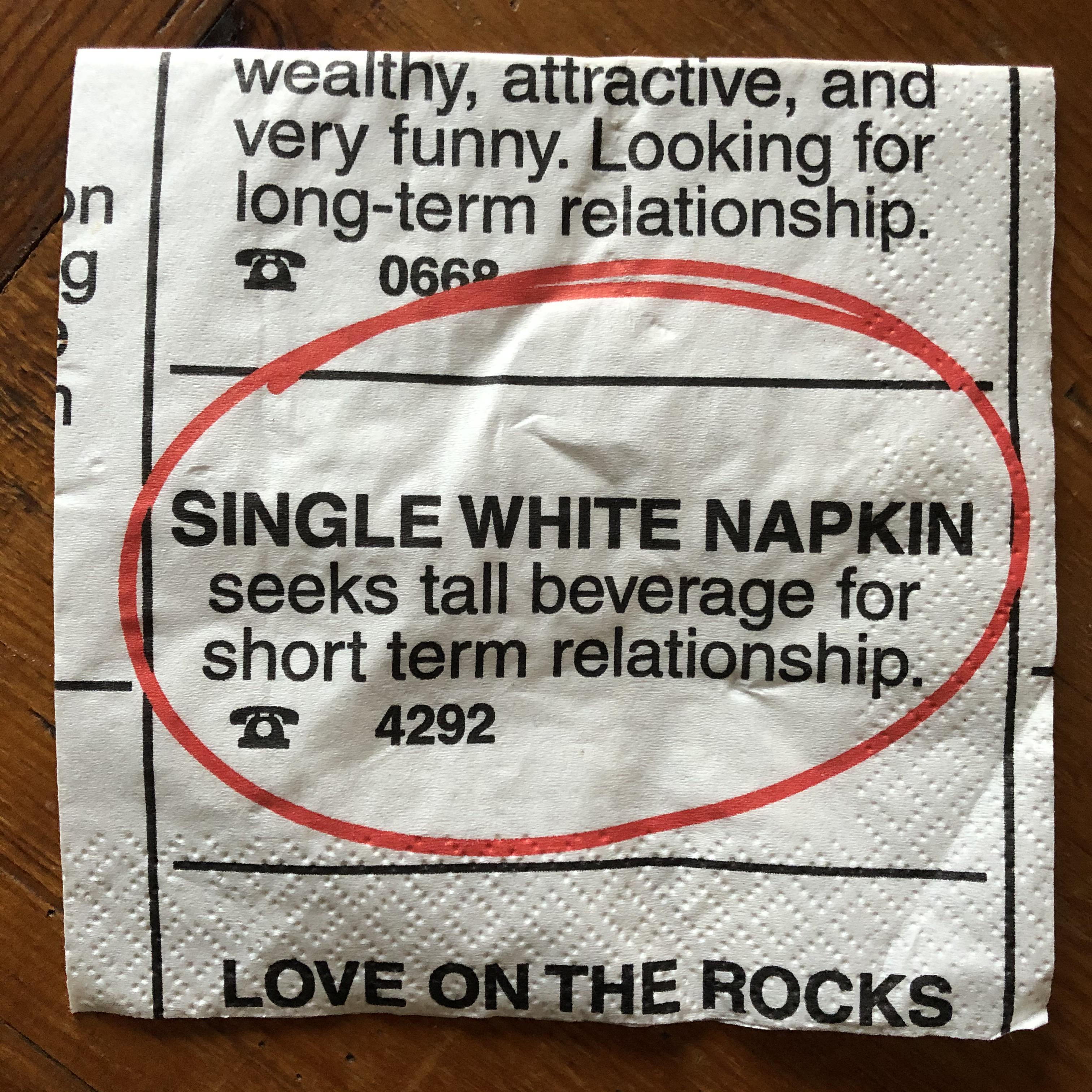 This napkin seen at a singles holiday party. | /r/mildlyinteresting ...