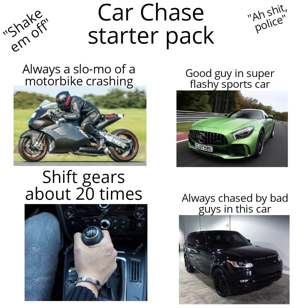 Car chase starter pack | /r/starterpacks | Starter Packs | Know Your Meme