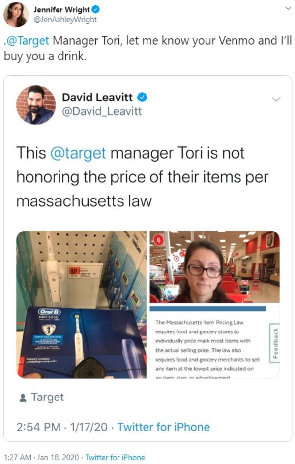 Target Manager Tori, let me know your Venmo and I’ll buy you a drink ...