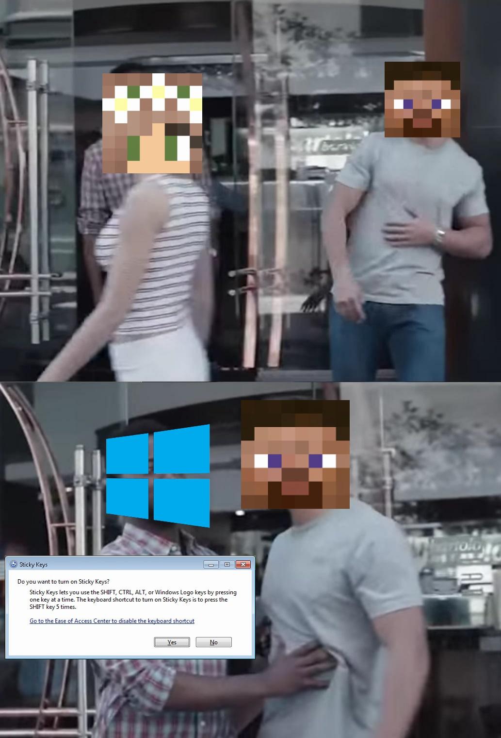 Sticky Keys | /r/MinecraftMemes | Minecraft | Know Your Meme
