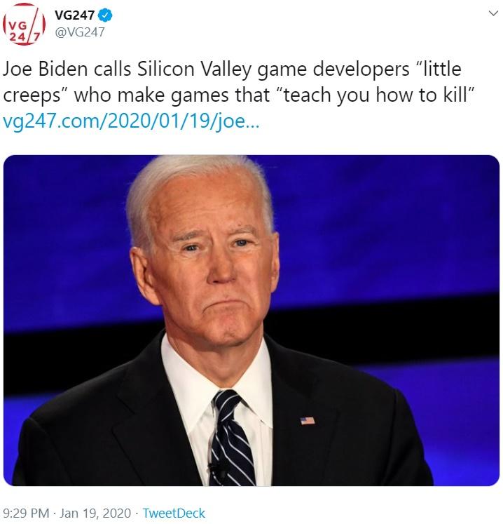 VG247: Joe Biden calls Silicon Valley game developers “little creeps ...