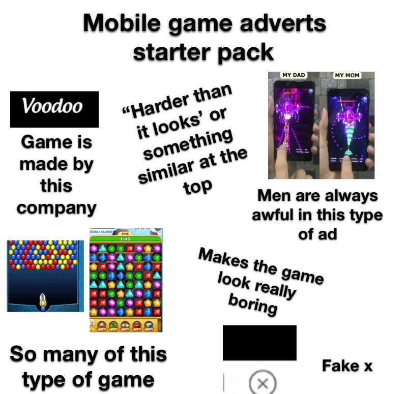 Mobile game ad starter pack | /r/starterpacks | Starter Packs | Know ...