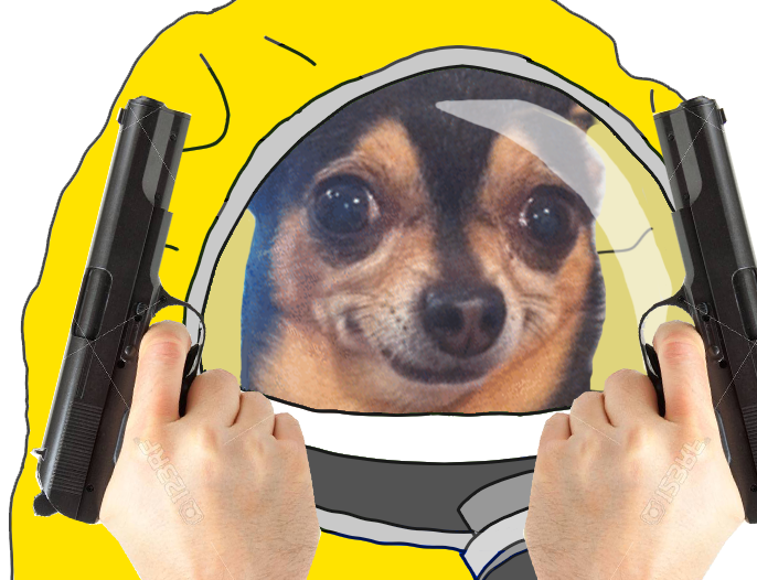 dog hazzie holding guns | Hazmat Suit Edits | Know Your Meme