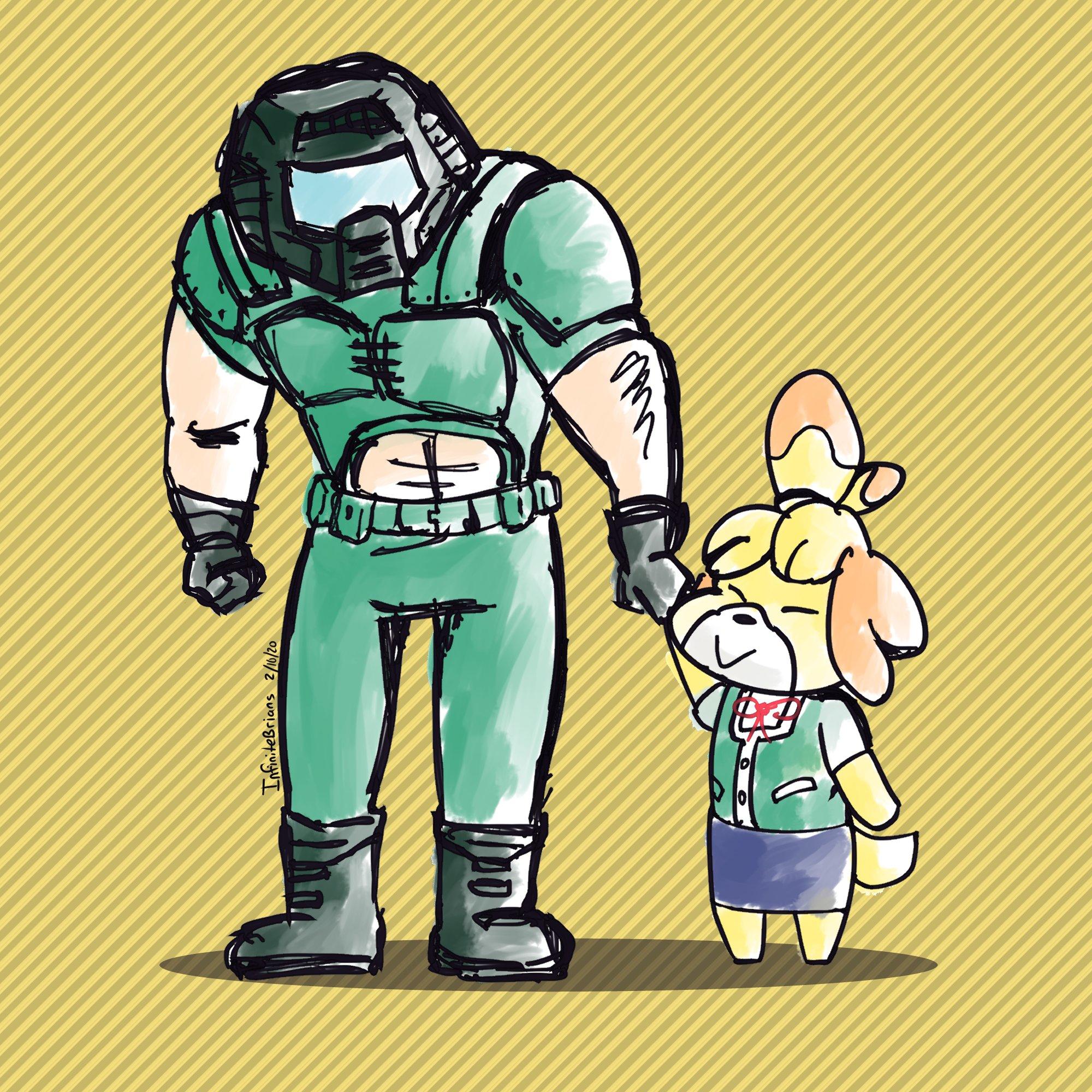 doom guy and isabelle doodle | Doomguy and Isabelle | Know Your Meme