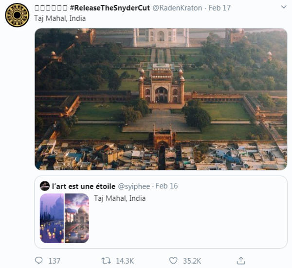 @RadenKraton's Tweet | Taj Mahal Comparison With Slums | Know Your Meme