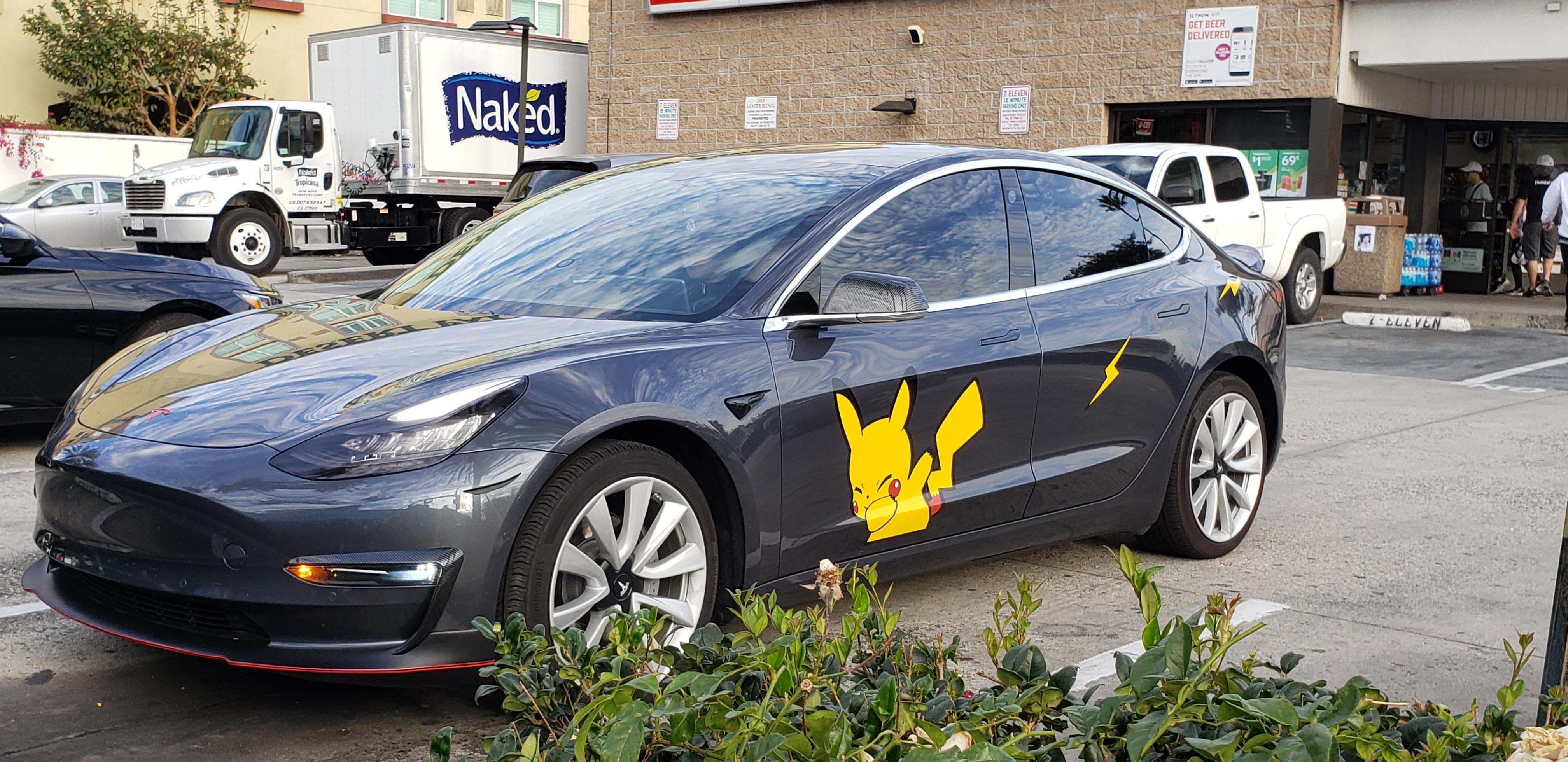 A pikachu Tesla I spotted today on my way to work | /r ...