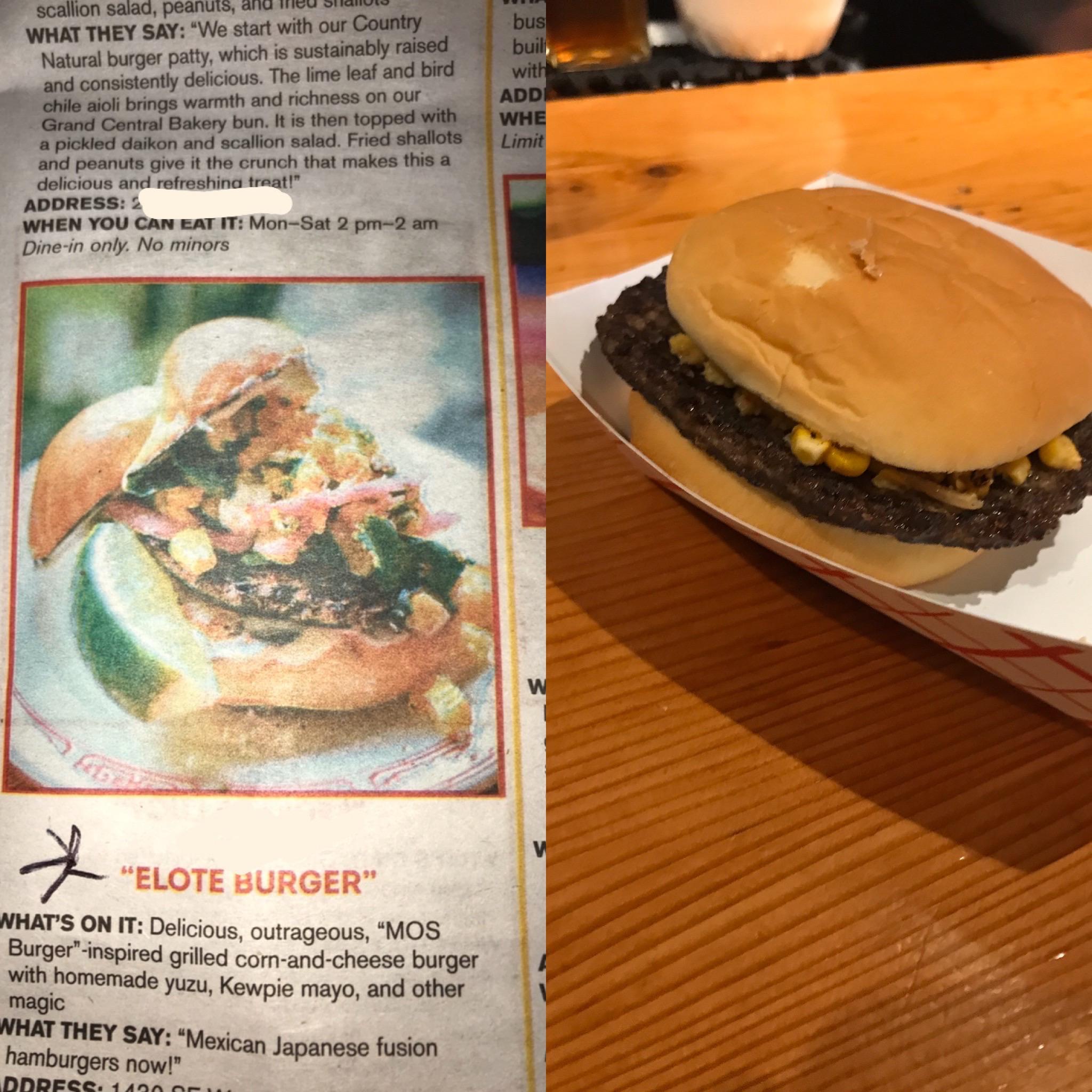 Was really excited to try the Elote Burger on the last night of Burger ...