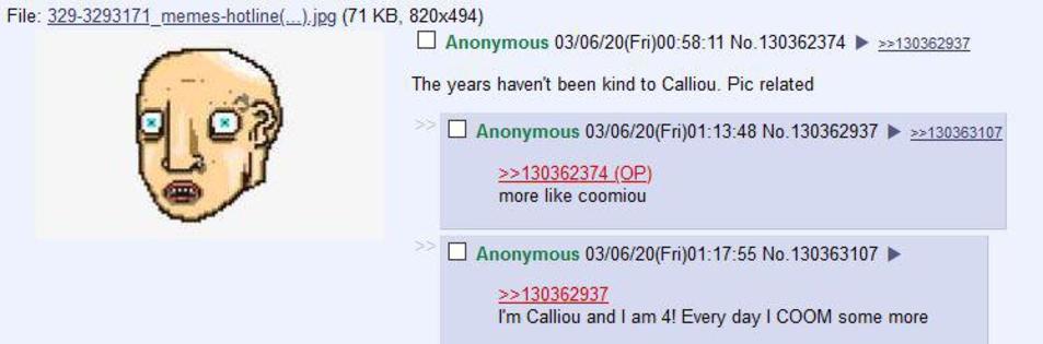 Calliou is a Coomer | /r/4chan | 4chan | Know Your Meme