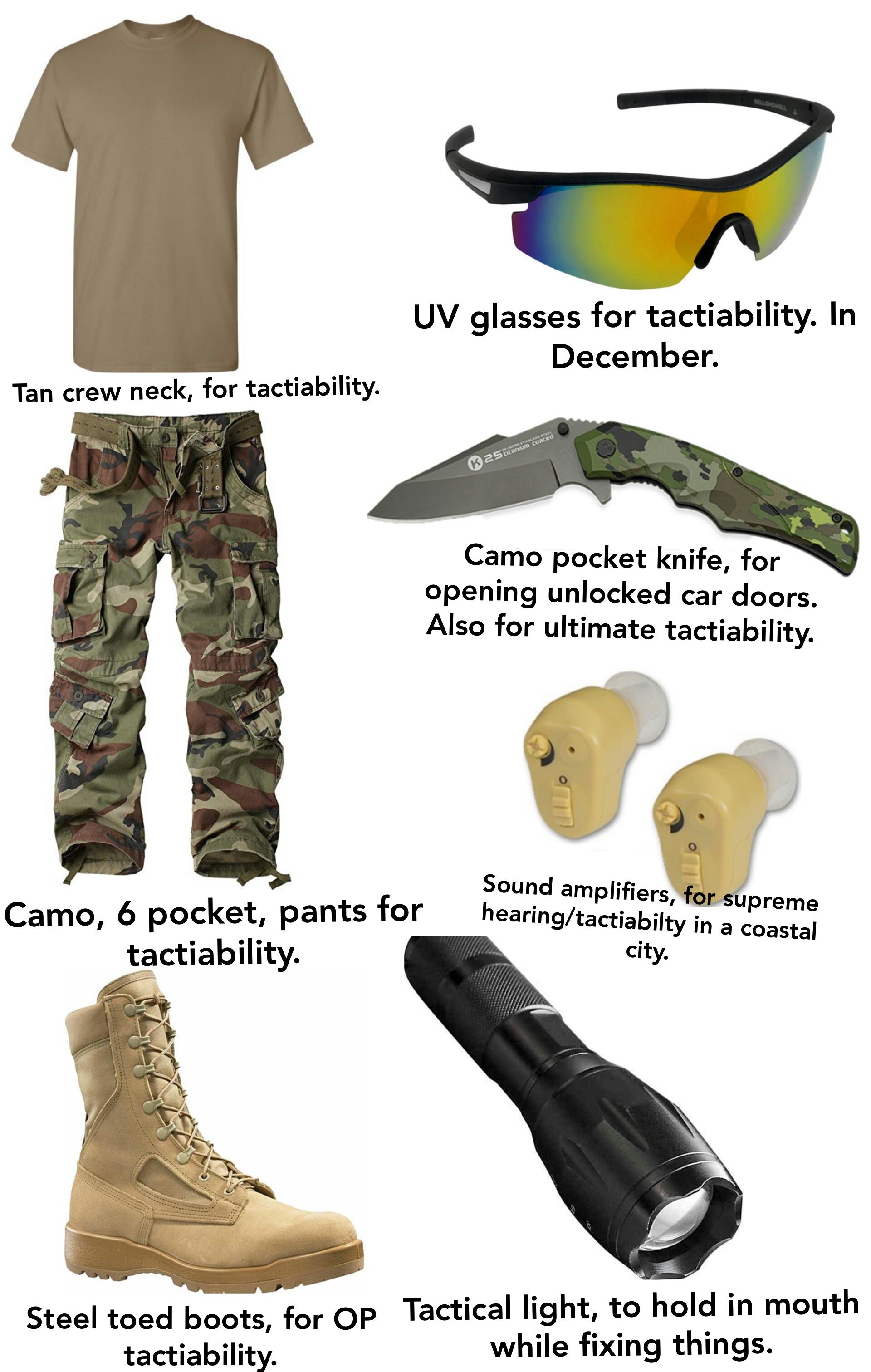The "I wasn't in the army, but im super tactical" starter pack. | /r ...