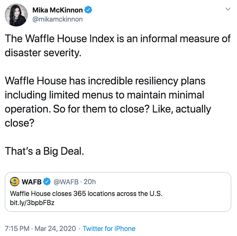 The Waffle House Index is an informal measure of disaster severity ...