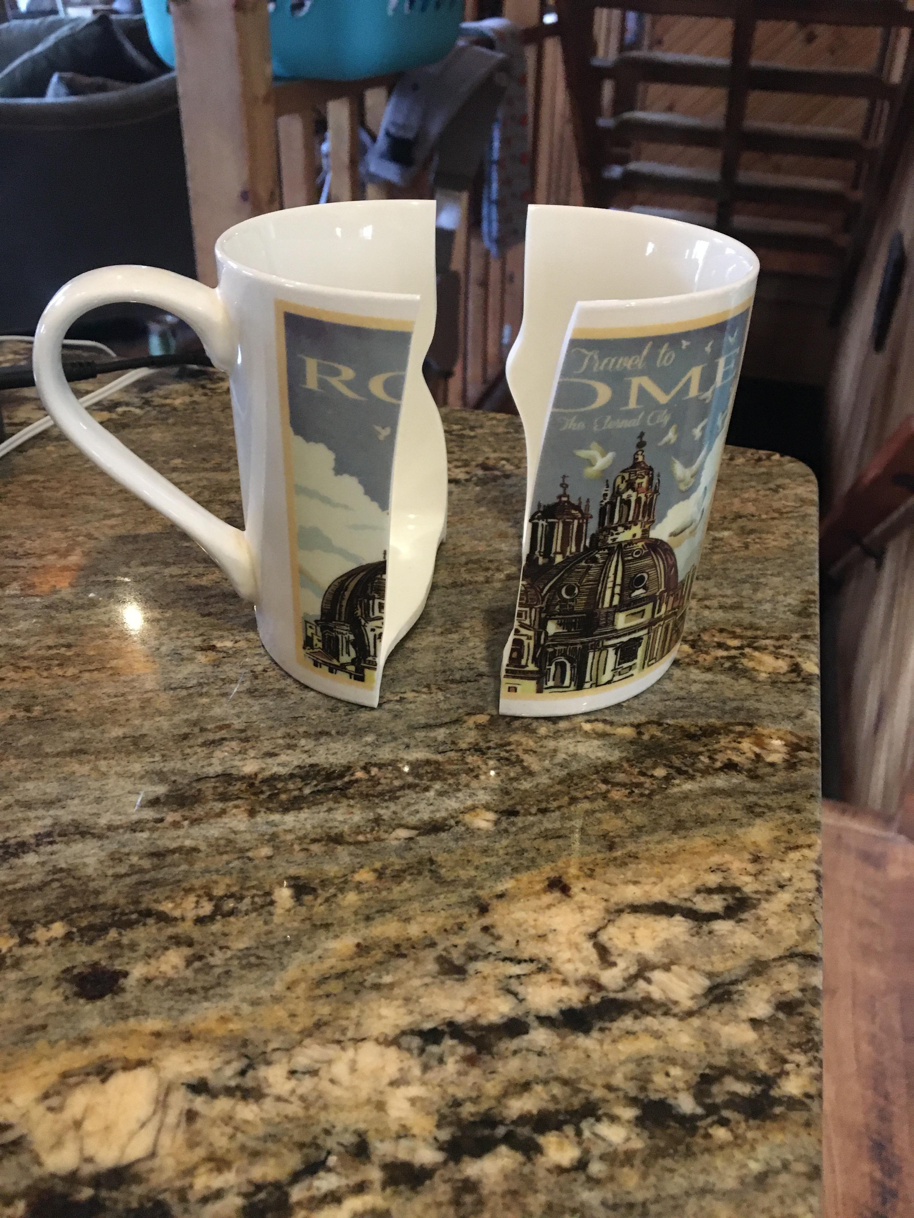 This mug split in two when my husband poured hot water in it for tea ...
