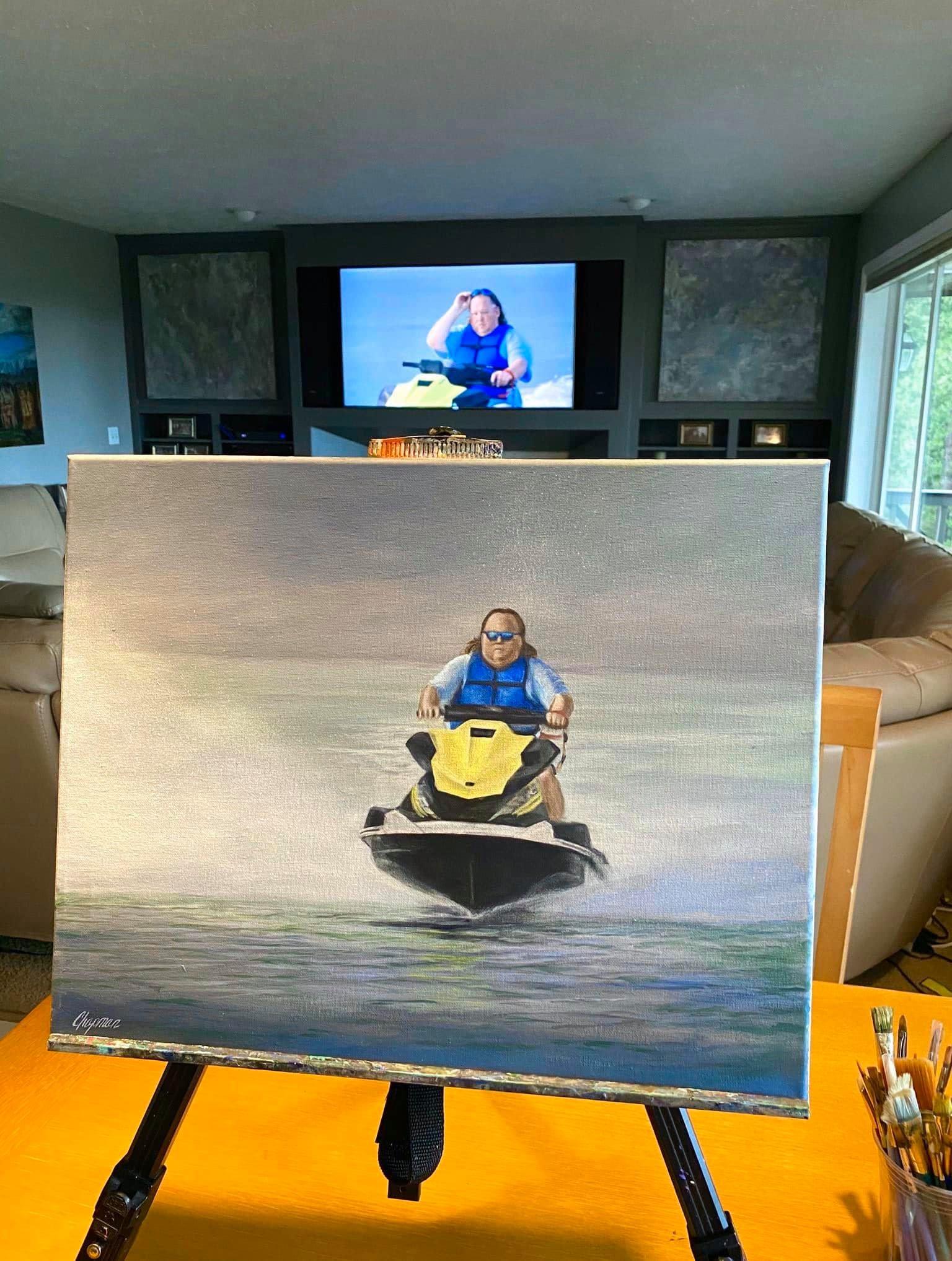painting of James | James Garretson on a Jet Ski | Know Your Meme