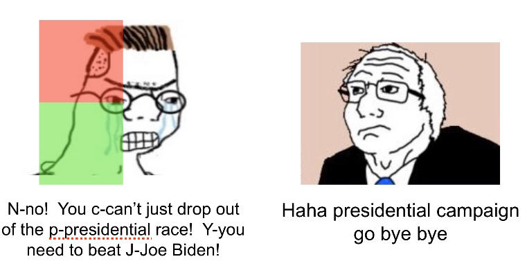 Actual Live Photo of Bernie Sanders dropping out of the 2020 ...