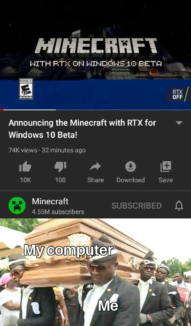 F to all the players with crappy computers | /r/MinecraftMemes | Minecraft | Know Your Meme