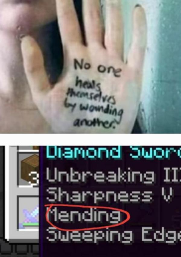 Mending heals by wounding others | /r/MinecraftMemes | Minecraft | Know ...