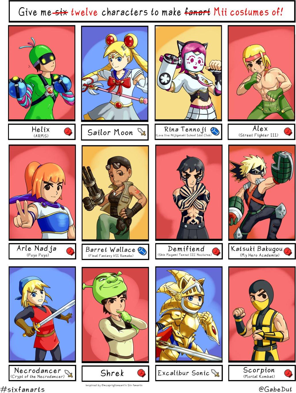 Mii fighters concepts | Six Fanarts | Know Your Meme