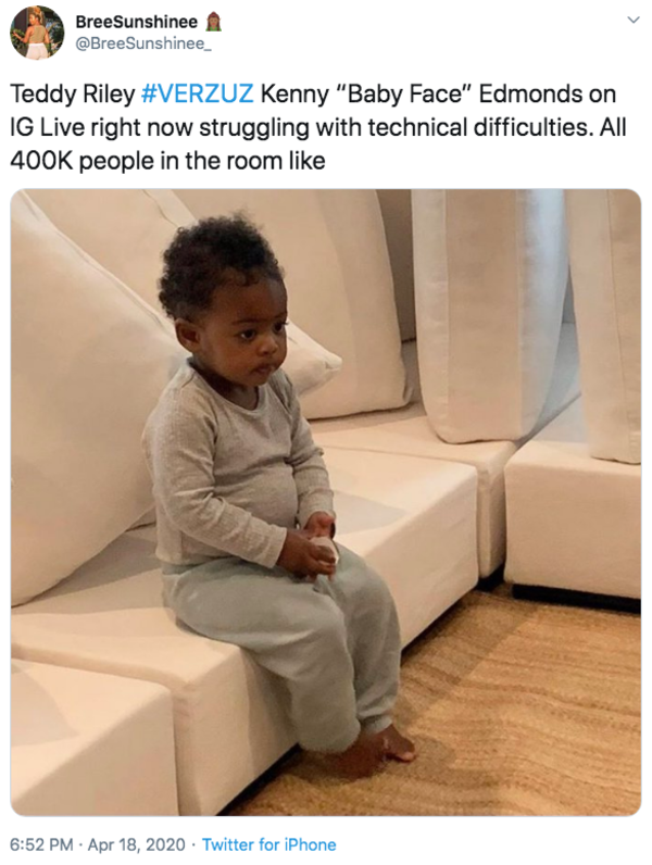 Teddy Riley #VERZUZ Kenny “Baby Face” Edmonds on IG Live right now ...