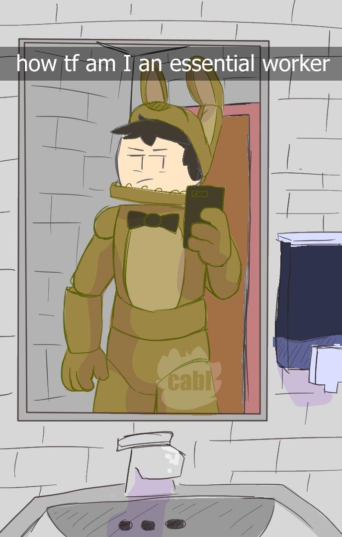 A Freddy Fazbear's Pizza (I think) employee questions his necessity ...