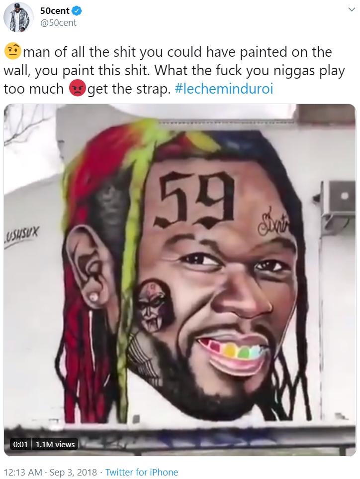 50 Cent 6ix9ine Mural Reaction | Lushsux' 50 Cent Murals | Know Your Meme