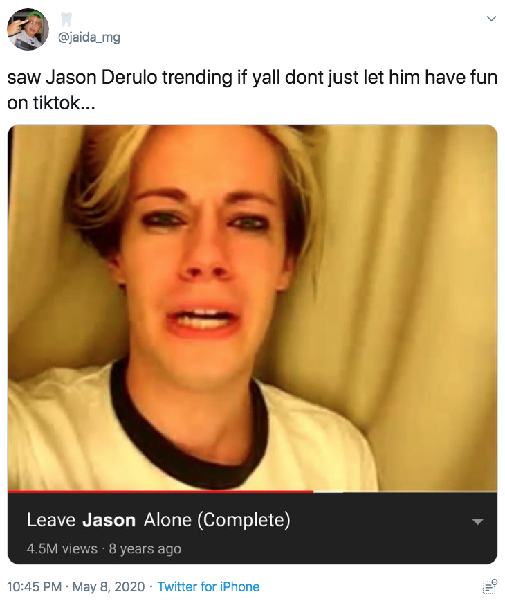saw Jason Derulo trending if yall dont just let him have fun on tiktok ...