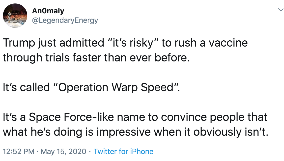 Analysis | Operation Warp Speed | Know Your Meme