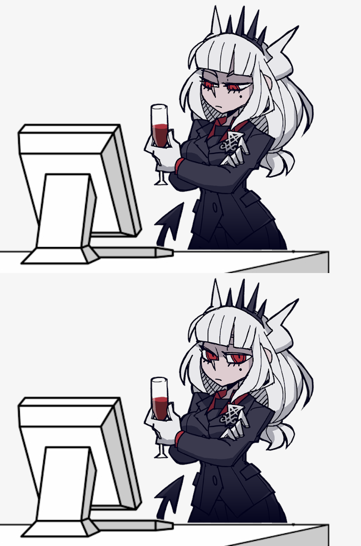 Lucifer at Computer | Helltaker | Know Your Meme