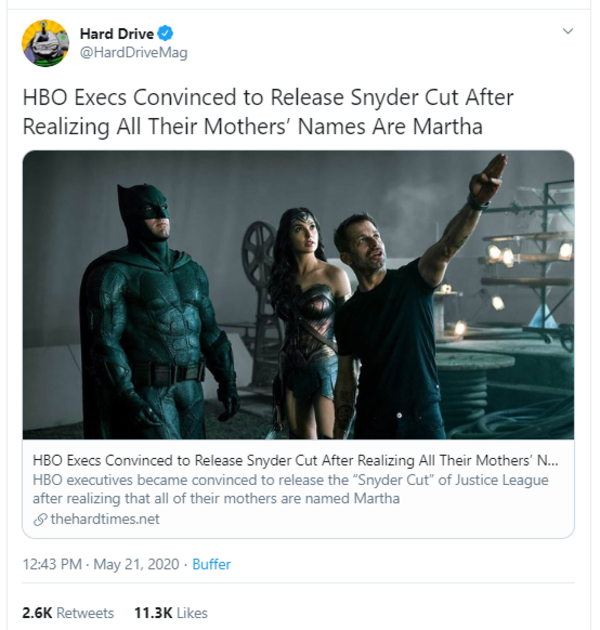 A truly heartwarming moment. | Release the Snyder Cut | Know Your Meme