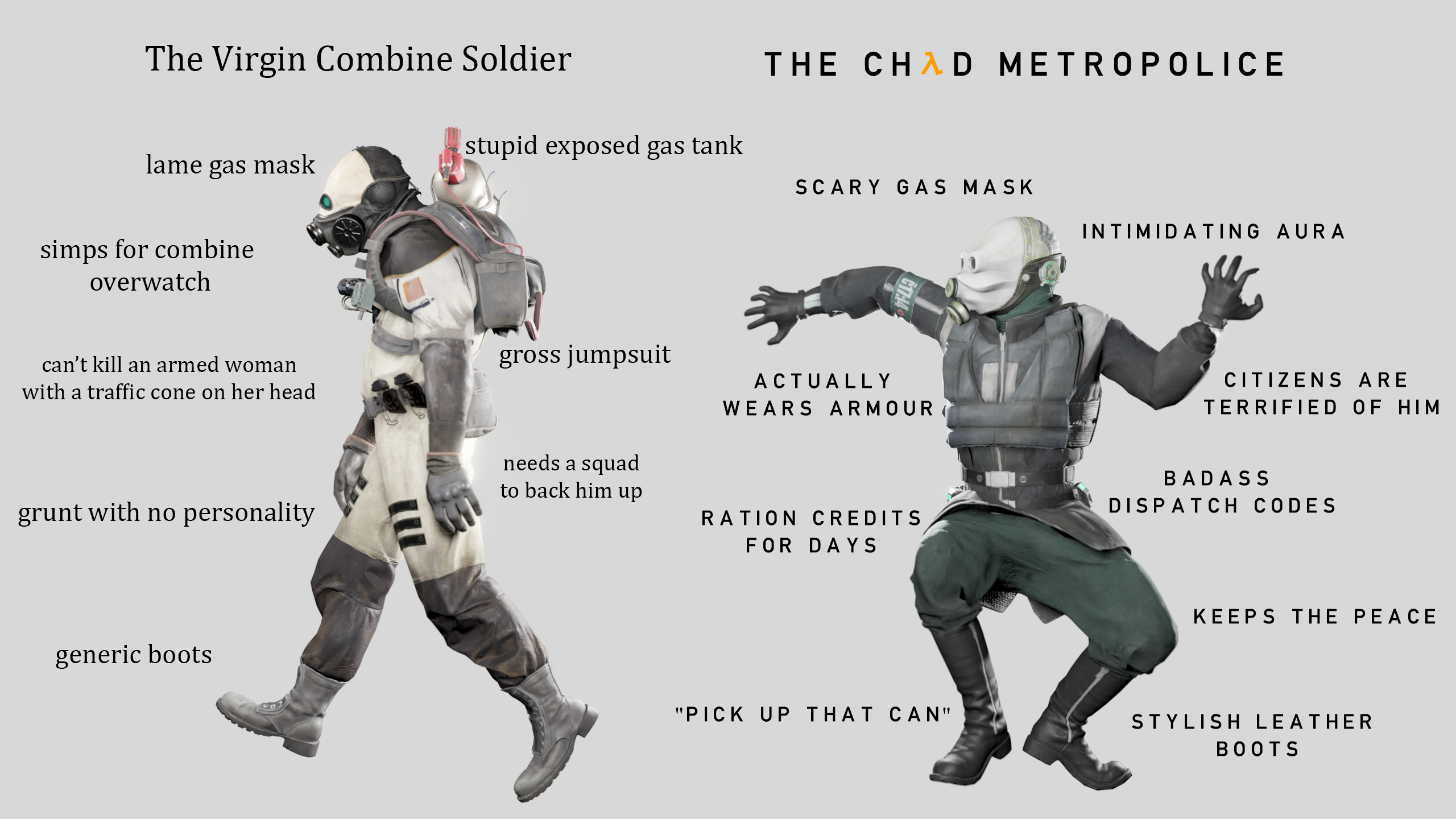 Virgin Combine Soldier V CHAD METROPOLICE Virgin Vs Chad Know