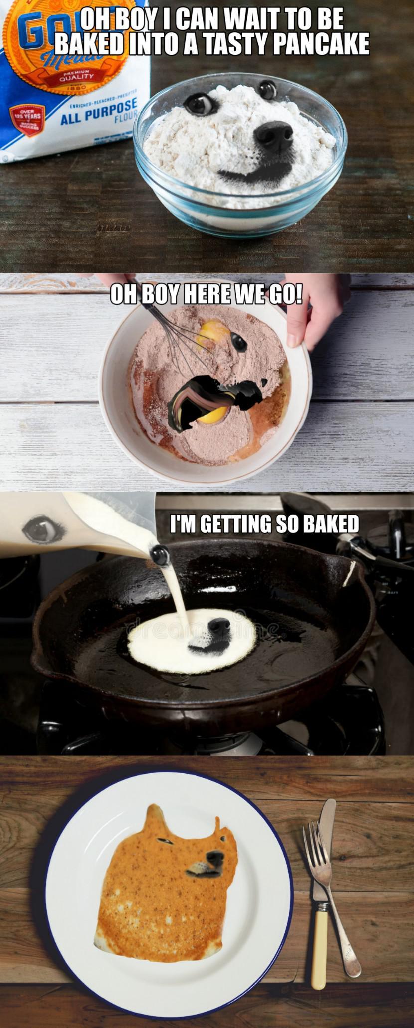 Le first pancake has arrived | Ironic Doge Memes | Know Your Meme