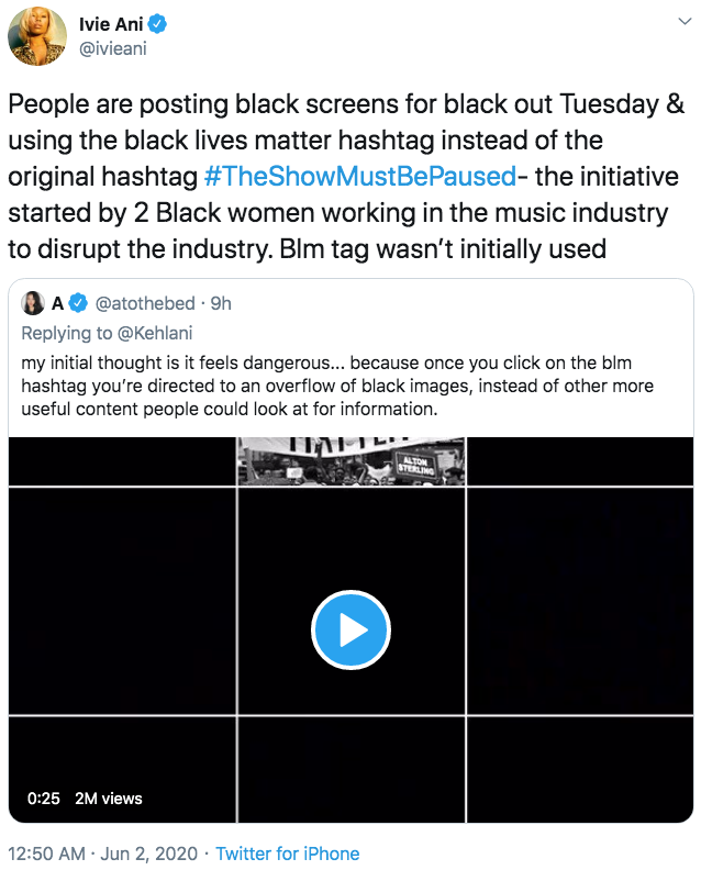 People are posting black screens for black out Tuesday & using the ...