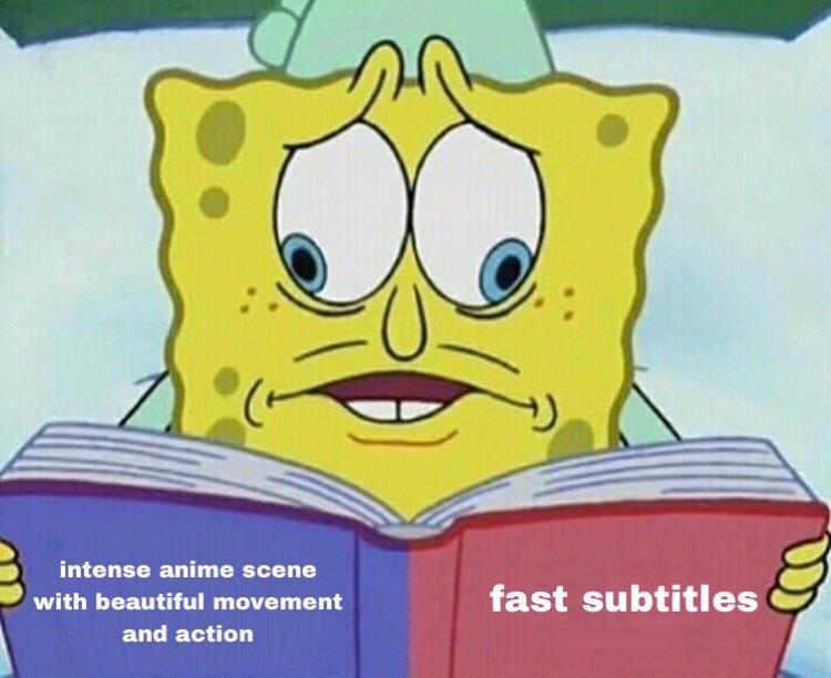 Anime Or Subtitles SpongeBob Reading Two Pages At Once Know Your Meme