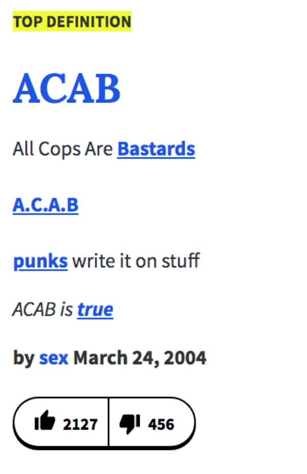 All Cops Are Bastards A.C.A.B punks write it on stuff ACAB is true ...