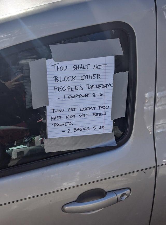blocking driveways | Know Your Meme