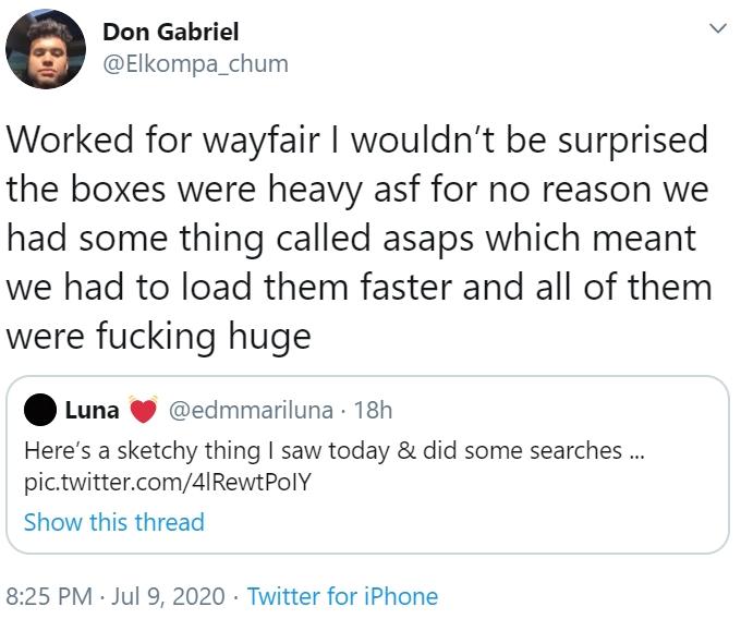 "The Boxes Were Heavy for No Reason" | Wayfair Human Trafficking ...