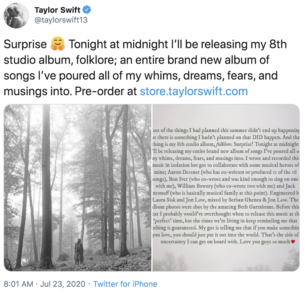 Surprise | Taylor Swift's "Folklore" | Know Your Meme