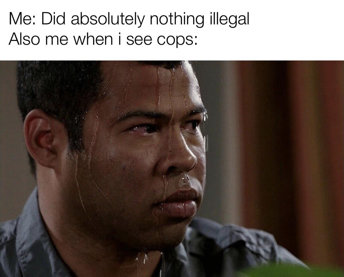 Hello officer | Sweating Jordan Peele | Know Your Meme
