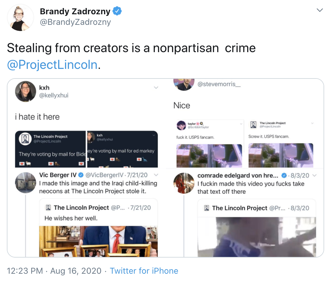 Stealing from creators is a nonpartisan crime @ProjectLincoln . | The ...