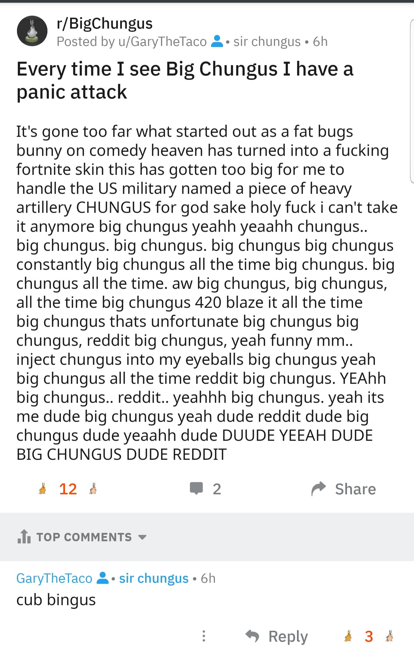 Big Chungus Reddit Post | Big Chungus | Know Your Meme