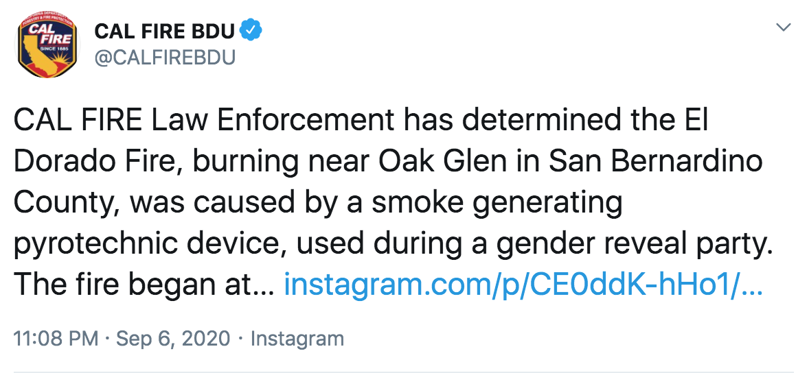 California Wildfire | Gender Reveal Wildfire / It's A Boy! | Know Your Meme