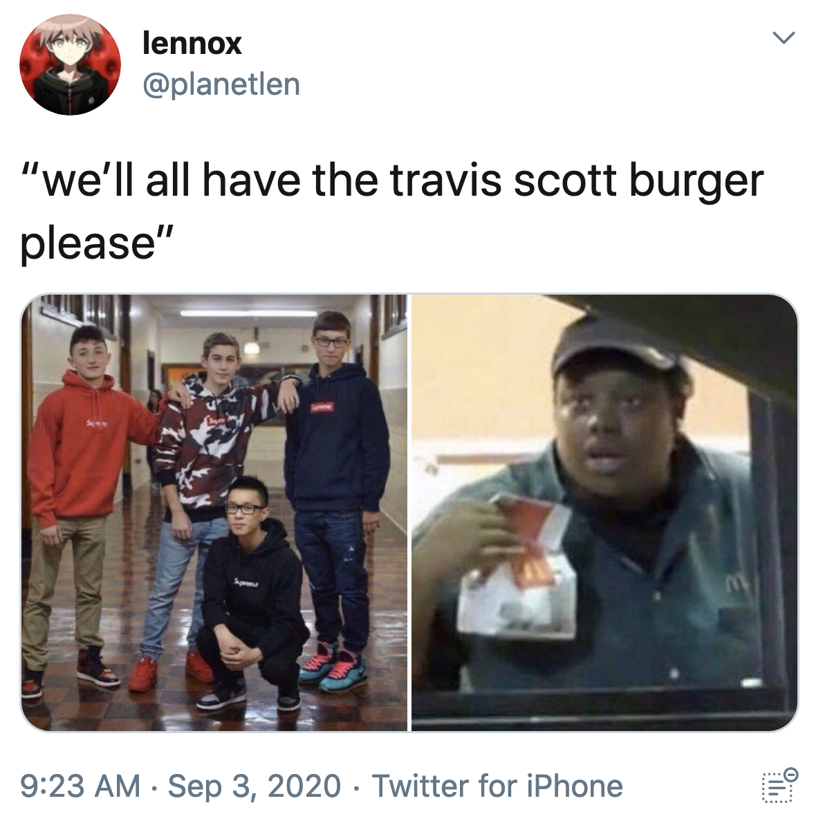 “we’ll all have the travis scott burger please” | Travis Scott Burger ...